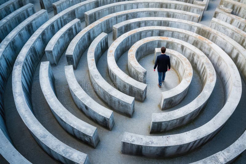Person Navigating a Maze or Labyrinth, Symbolizing Problem-solving and ...