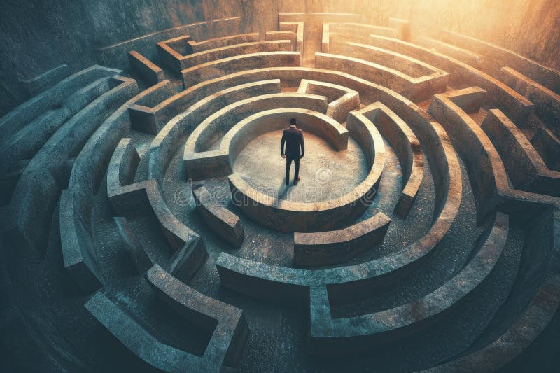 Person Navigating a Maze or Labyrinth, Symbolizing Problem-solving and ...