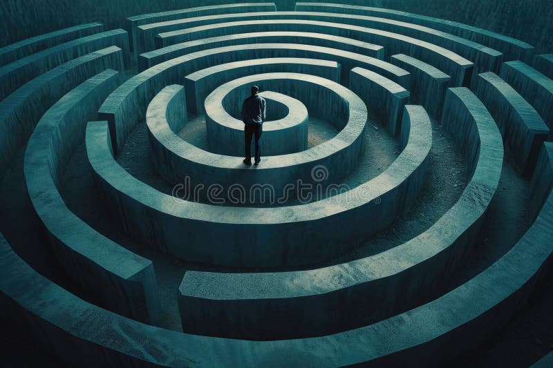 Person Navigating a Maze or Labyrinth, Symbolizing Problem-solving and ...