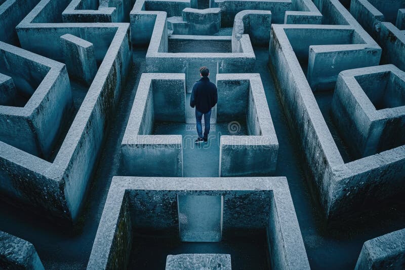 Person Navigating a Maze or Labyrinth, Symbolizing Problem-solving and ...