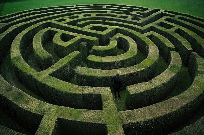 Person Navigating a Maze or Labyrinth, Symbolizing Problem-solving and ...