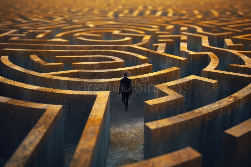 Person Navigating a Maze or Labyrinth, Symbolizing Problem-solving and ...