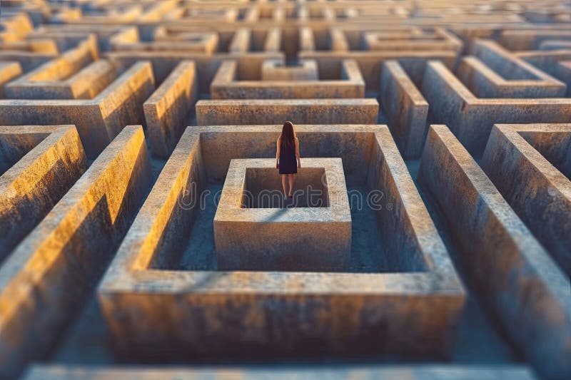 Person Navigating a Maze or Labyrinth, Symbolizing Problem-solving and ...