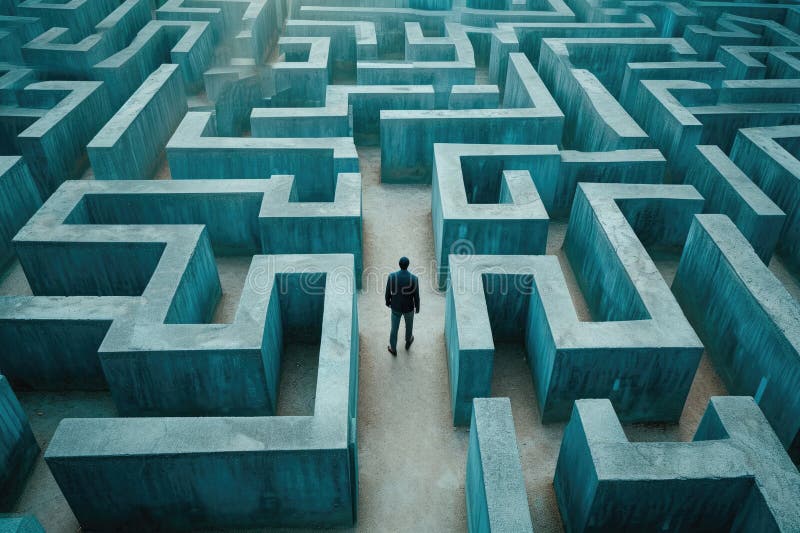 Person Navigating a Maze or Labyrinth, Symbolizing Problem-solving and ...