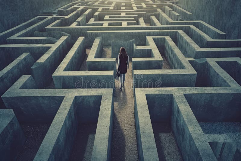 Person Navigating a Maze or Labyrinth, Symbolizing Problem-solving and ...