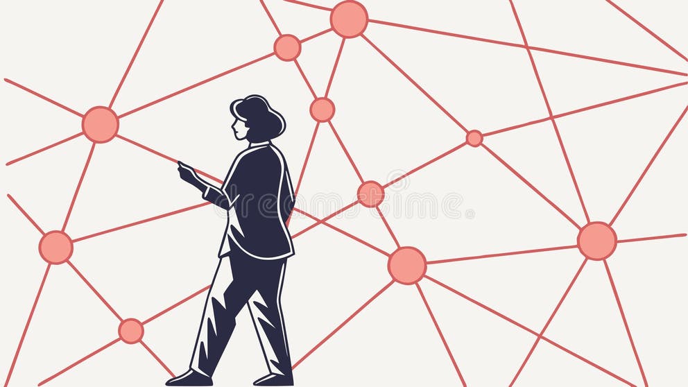 Person in Network Grid, Connectivity and Technology, Vector Design ...