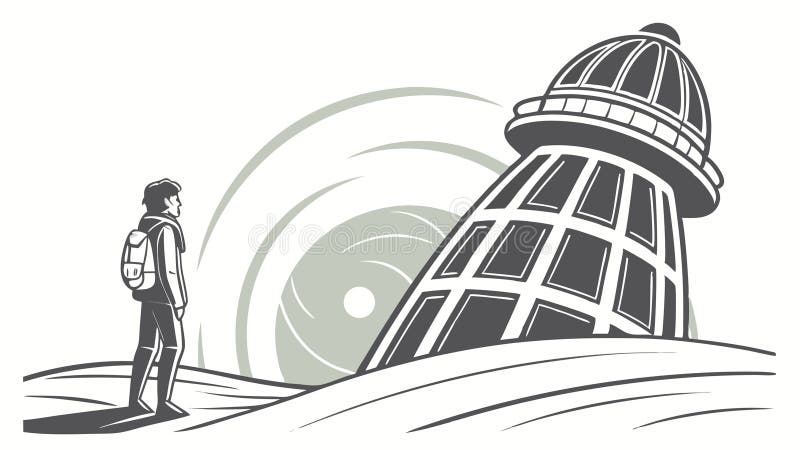 Person Observing Cosmic Dome Structure, Vector Design Generative AI ...