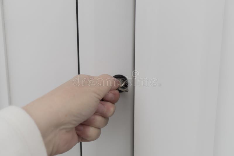 Person Opening the Front Door with a Key Stock Image - Image of wooden ...