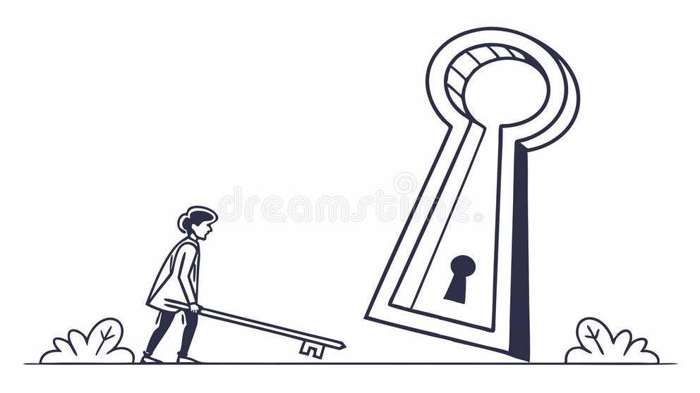 Person Opening Keyhole Obstacle, Challenge, Solution, Vector Design ...
