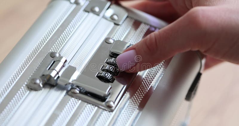 Person Opens Case with Combination Lock with Hands Closeup Stock ...