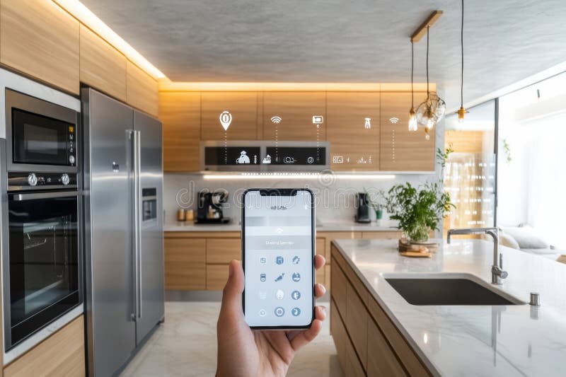 A Person Operates a Smart Kitchen Appliance Using a Touch Screen ...