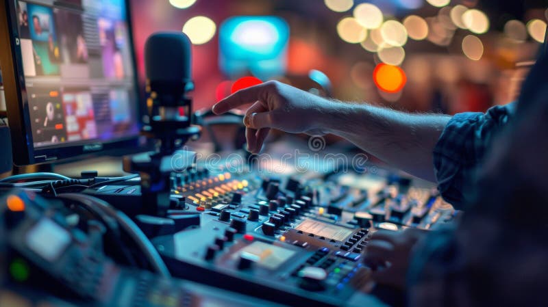 Person Operating Audio Equipment in a Studio Stock Image - Image of ...