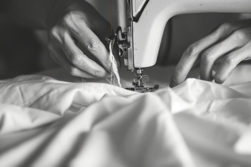 A Person Operating a Sewing Machine To Stitch a Piece of Fabric ...