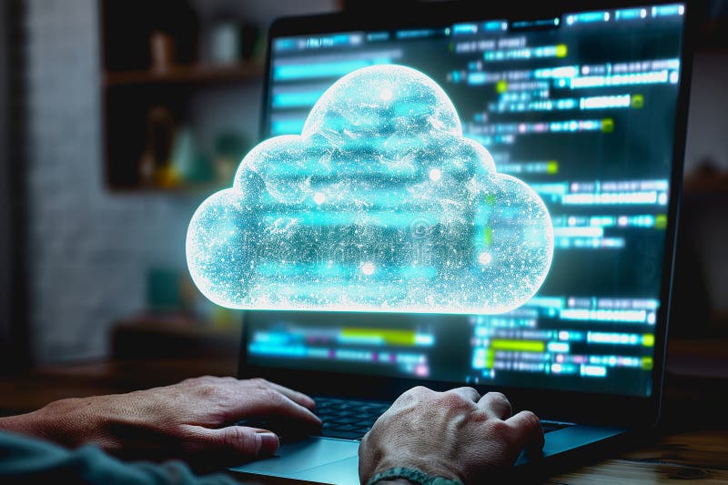 Person Operating Sophisticated Digital Cloud Interface in State of the ...