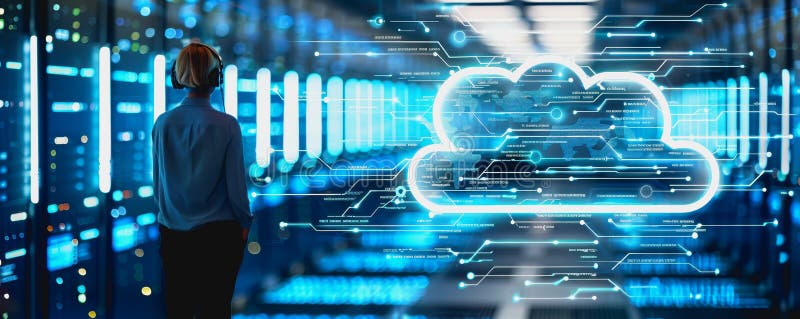 Person Operating Sophisticated Digital Cloud Interface in State of the ...