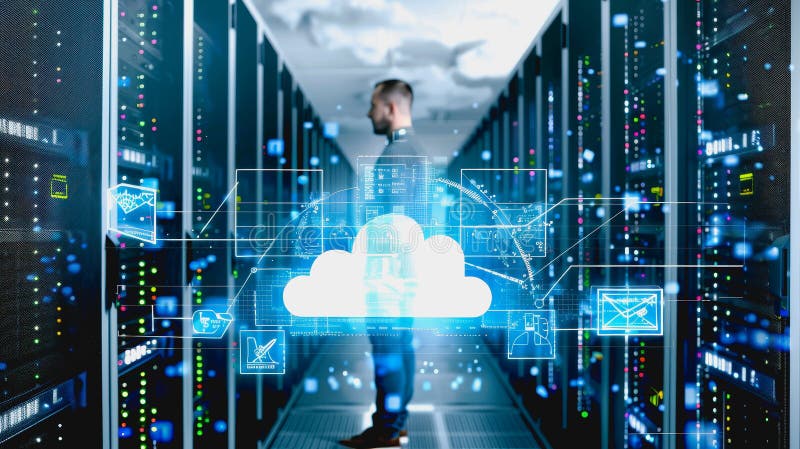 Person Operating Sophisticated Digital Cloud Interface in State of the ...