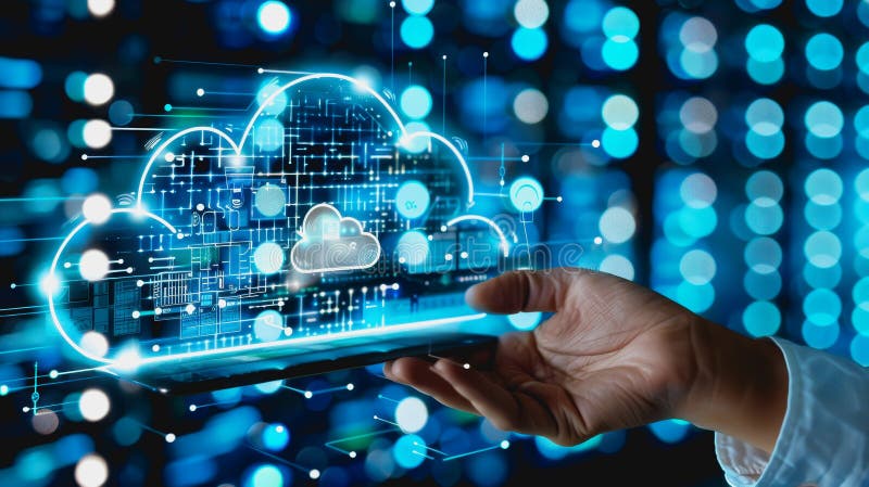 Person Operating Sophisticated Digital Cloud Interface in State of the ...