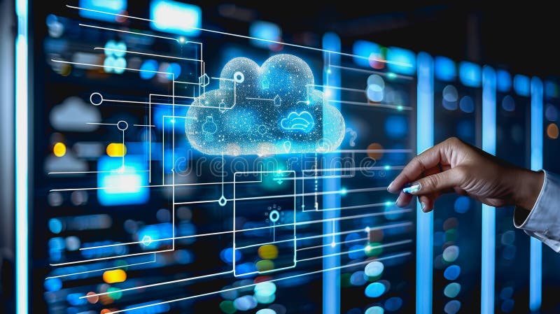 Person Operating Sophisticated Digital Cloud Interface in State of the ...