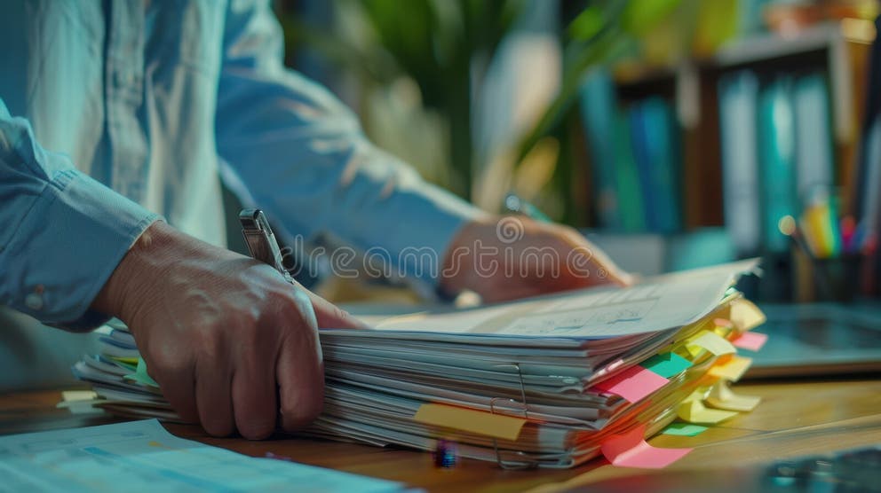 The Hands Handling Office Paperwork.AI Generated Image Stock Image ...