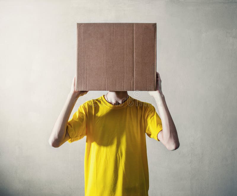 Person with Overhead a Cardboard Box Stock Photo - Image of conceptual ...