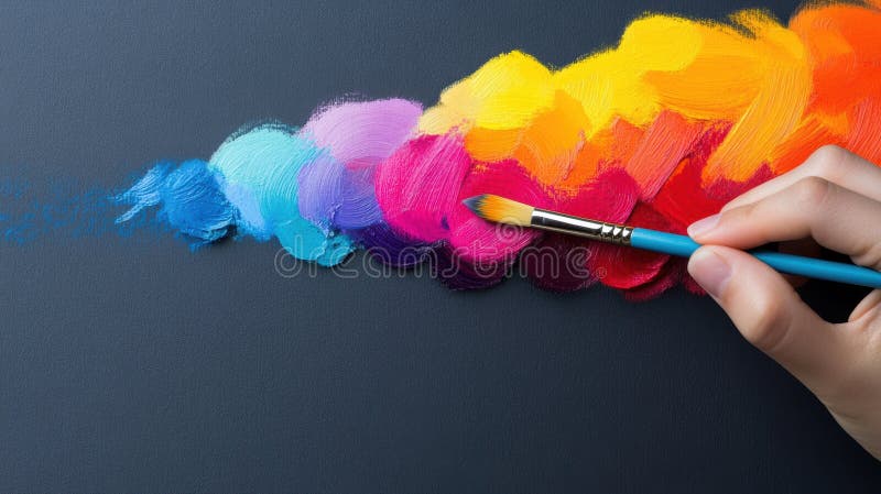A Person Painting a Rainbow with Paint on the Side of Their Hand, AI ...