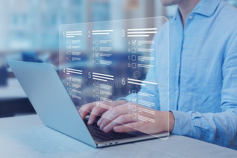 Person Passing Online Test, Assessment or Academic Exam and Answering ...