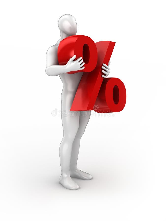 Person with percent symbol stock illustration. Illustration of ...