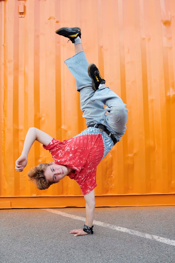 Performing Energetic Breakdance Move Outdoors Stock Photo - Image of ...