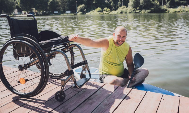 Person with a Physical Disability Ride on Sup Board Stock Image - Image ...