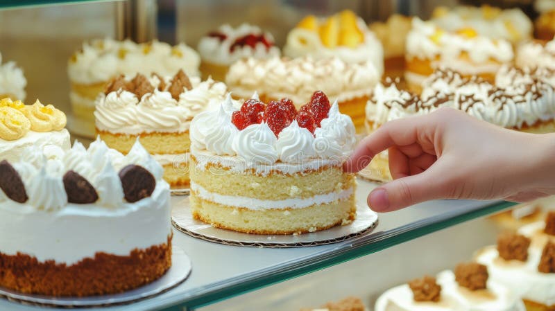 A Person Picking Up a Cake from the Display Case, AI Stock Image ...