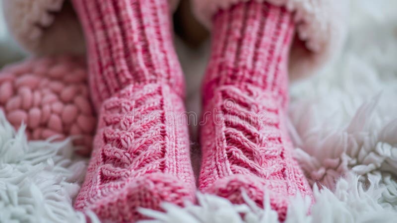 Person in Pink Socks, Hat, Mittens Stock Image - Image of bright ...