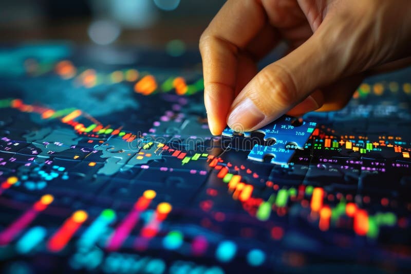 A Person Placing the Final Piece into a Complex Puzzle that Reveals a ...