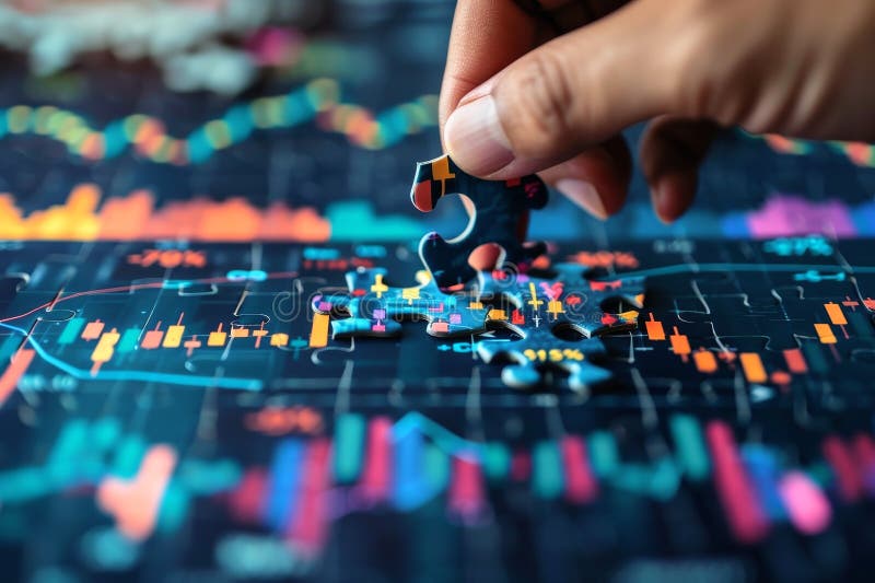 A Person Placing the Final Piece into a Complex Puzzle that Reveals a ...