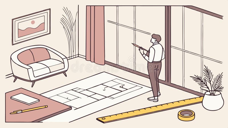 Person Planning Room Layout Interior Design Graphic Vector Design ...