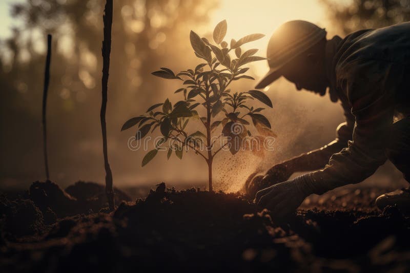 Person planting a tree stock illustration. Illustration of tree - 271125855