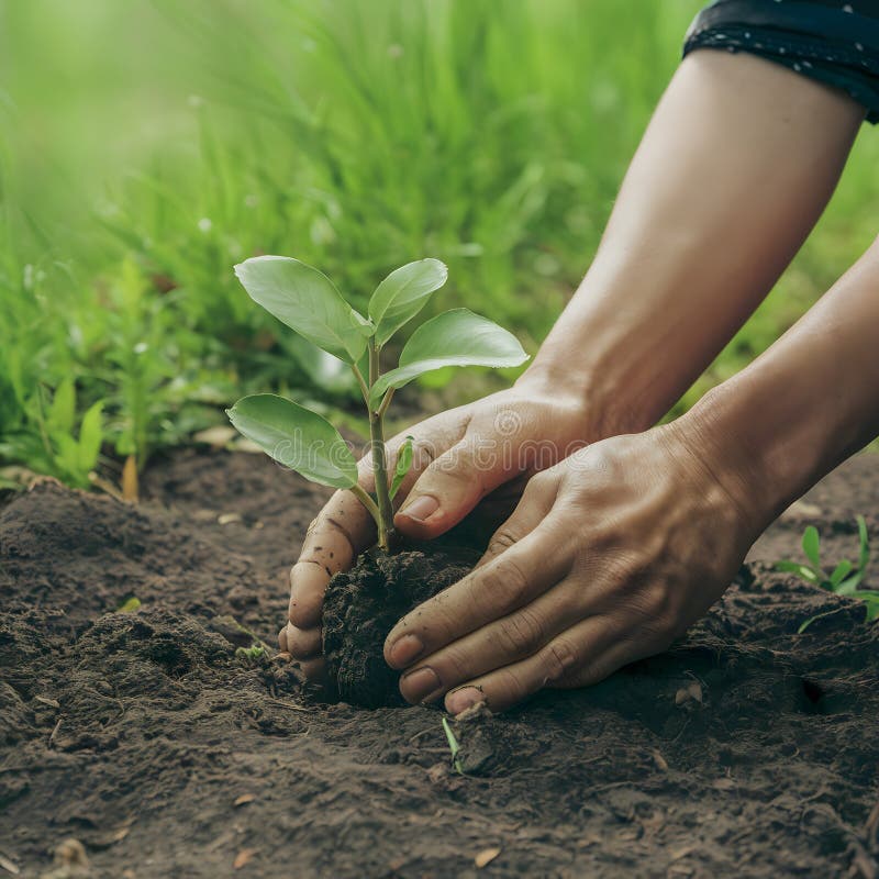 Person Plants Tree, Symbolizing Commitment To Sustainability and ...