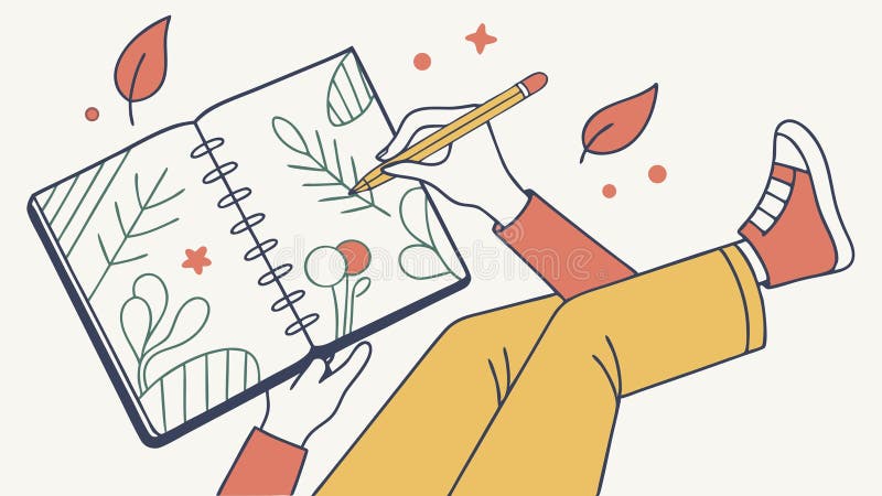 Person Playfully Falling with an Open Journal and Flying Pens, Creative ...