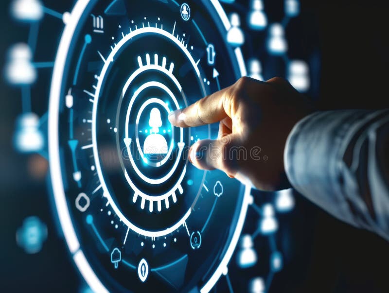 A Person is Pointing at a Circle with a Person in the Middle Stock ...