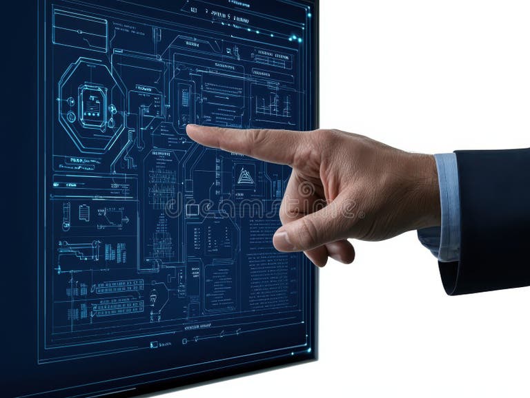 Person Pointing at Computer Screen, Data Analysis, Interaction, and ...
