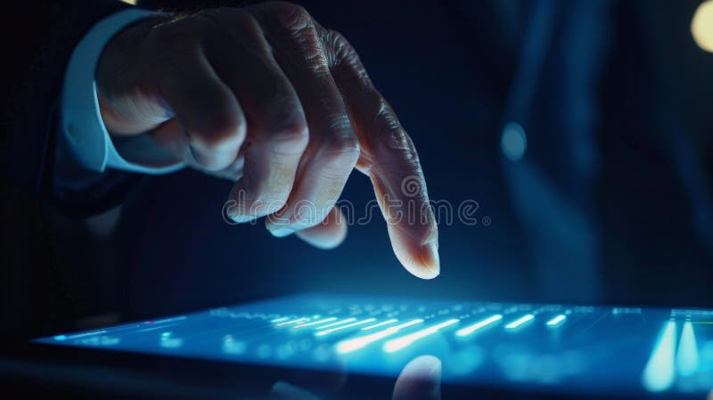 A Person is Pointing at a Graph on a Tablet, Which Shows a Line Going ...