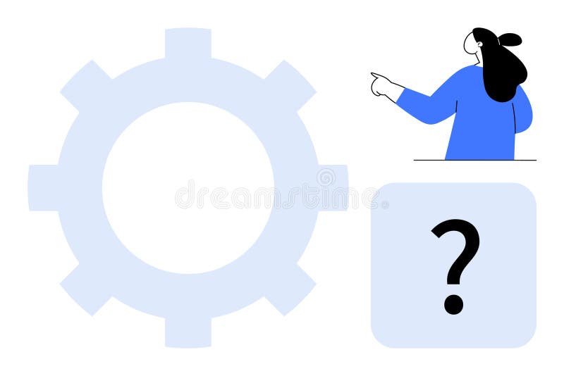 Person Pointing at Gear and Question Mark Box Stock Vector ...