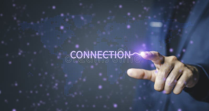 A Person is Pointing at the Word Connection on a Screen. Concept of ...