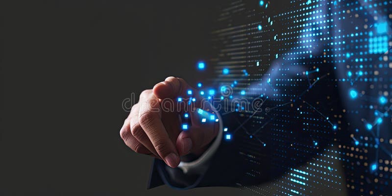 A Person is Pointing at a World Map on a Computer Screen Stock ...