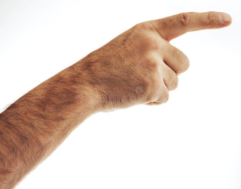 The Person Points the Index Finger Forward. Isolated on White ...