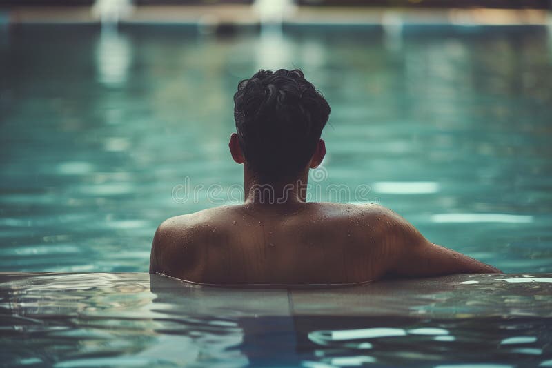 Person in the Pool. Back View Stock Illustration - Illustration of ...
