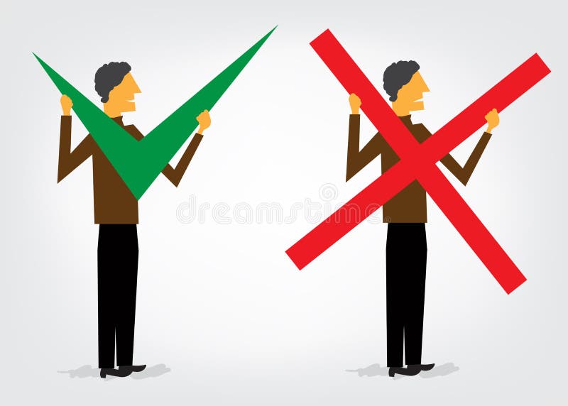 Person with Positive and Negative Symbol Stock Vector - Illustration of ...