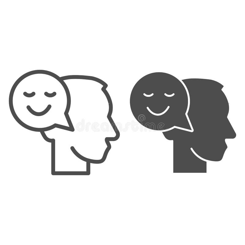 Person with Positive Thought Line and Solid Icon, Communication Concept ...