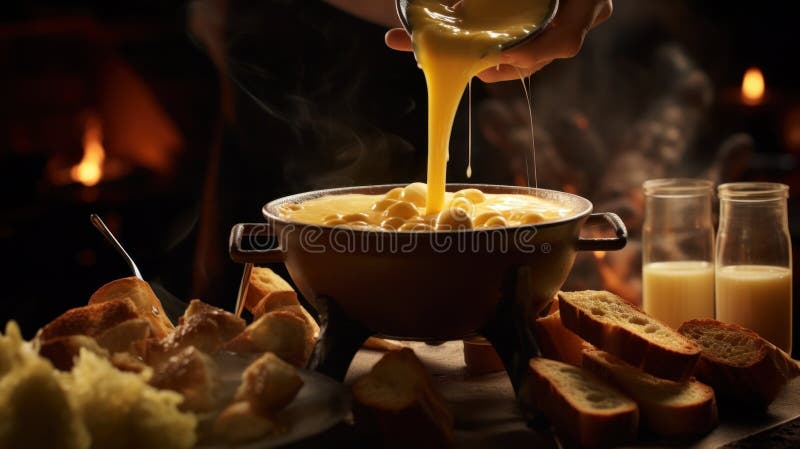 A Person Pouring Cheese into a Pot of Food on the Table, AI Stock Photo ...