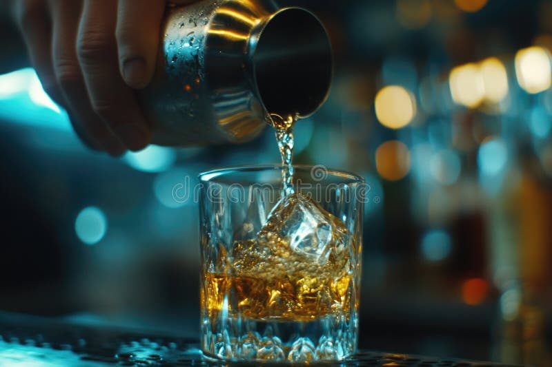 A Person Pouring a Drink into a Glass, Perfect for Use in Restaurant or ...