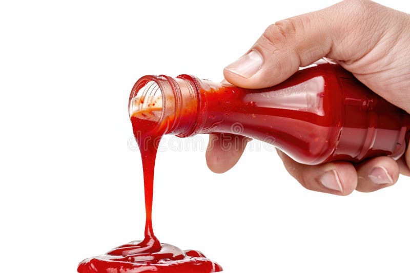 A Person Pouring Ketchup Onto a Spoon Stock Image - Image of utensil ...